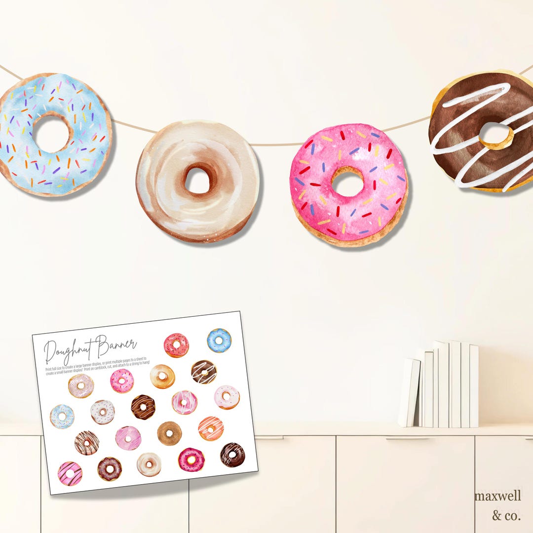 Watercolor Doughnut Banner: Printable Party Garland (digital Download ...