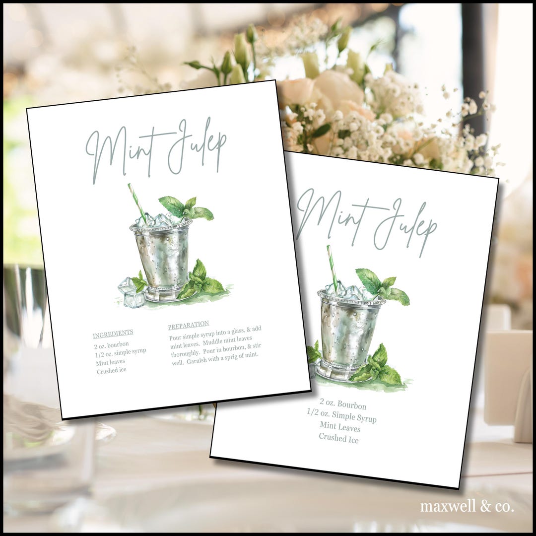 Mint Julep Cocktail Drink Sign | Kentucky Derby Julep Template ...