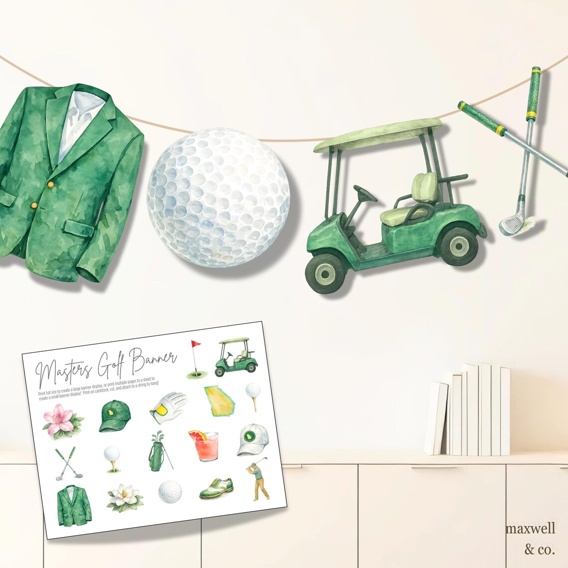 Watercolor Masters Golf Banner: Printable Party Garland (digital ...