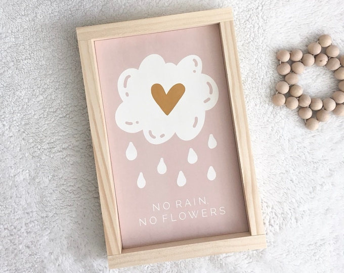 No Rain No Flowers Inspirational Sign Spring Wall Decor - Etsy