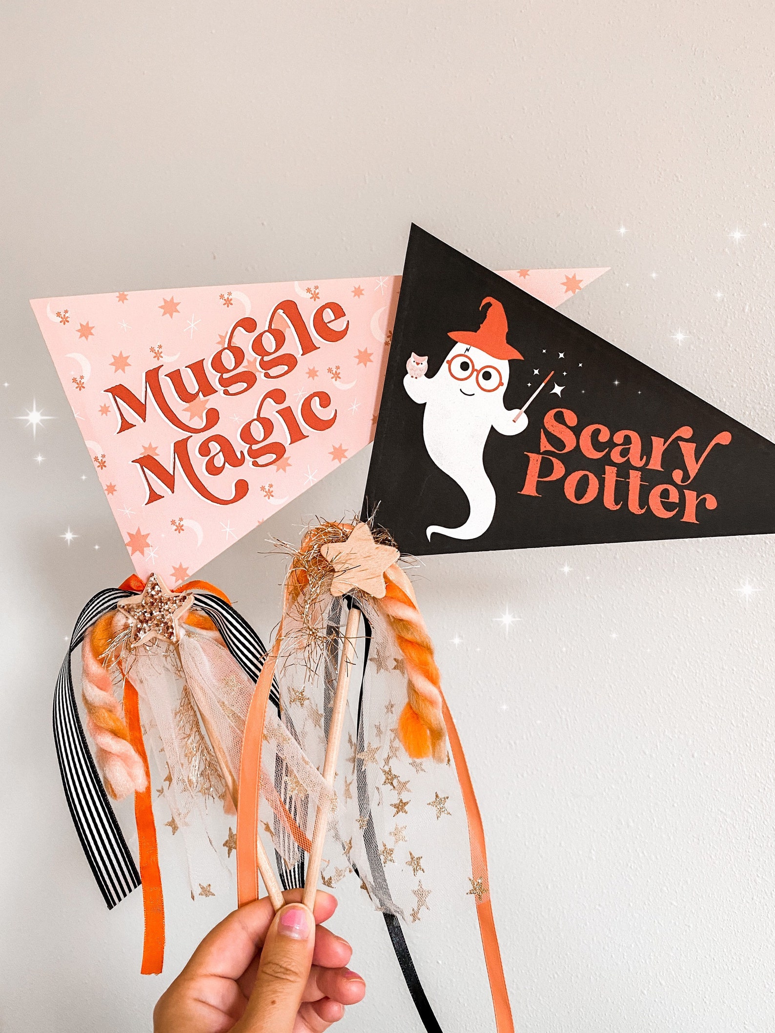 Halloween Printable Pennant Flag Pink Halloween Decor Kid - Etsy