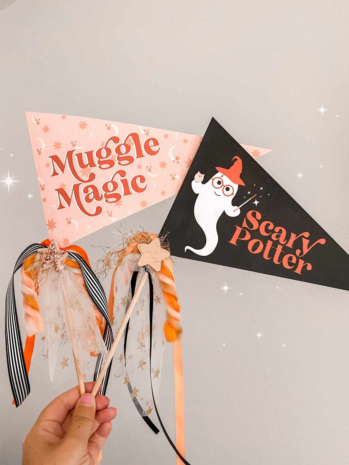 Halloween Printable Pennant Flag Pink Halloween Decor Kid - Etsy