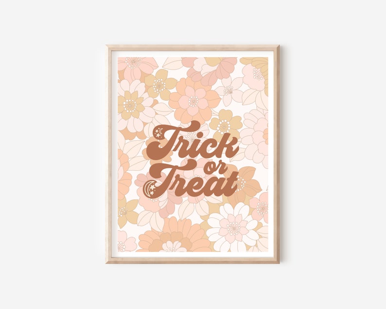 Boho Skull Halloween Printable Pink Halloween Decor Trick or - Etsy