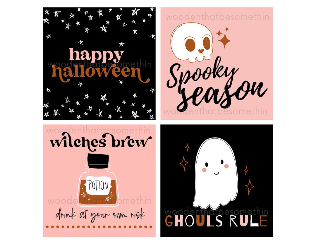 Halloween Printable Tags, Treat Bag Gift Tags, Pink Halloween Decor ...