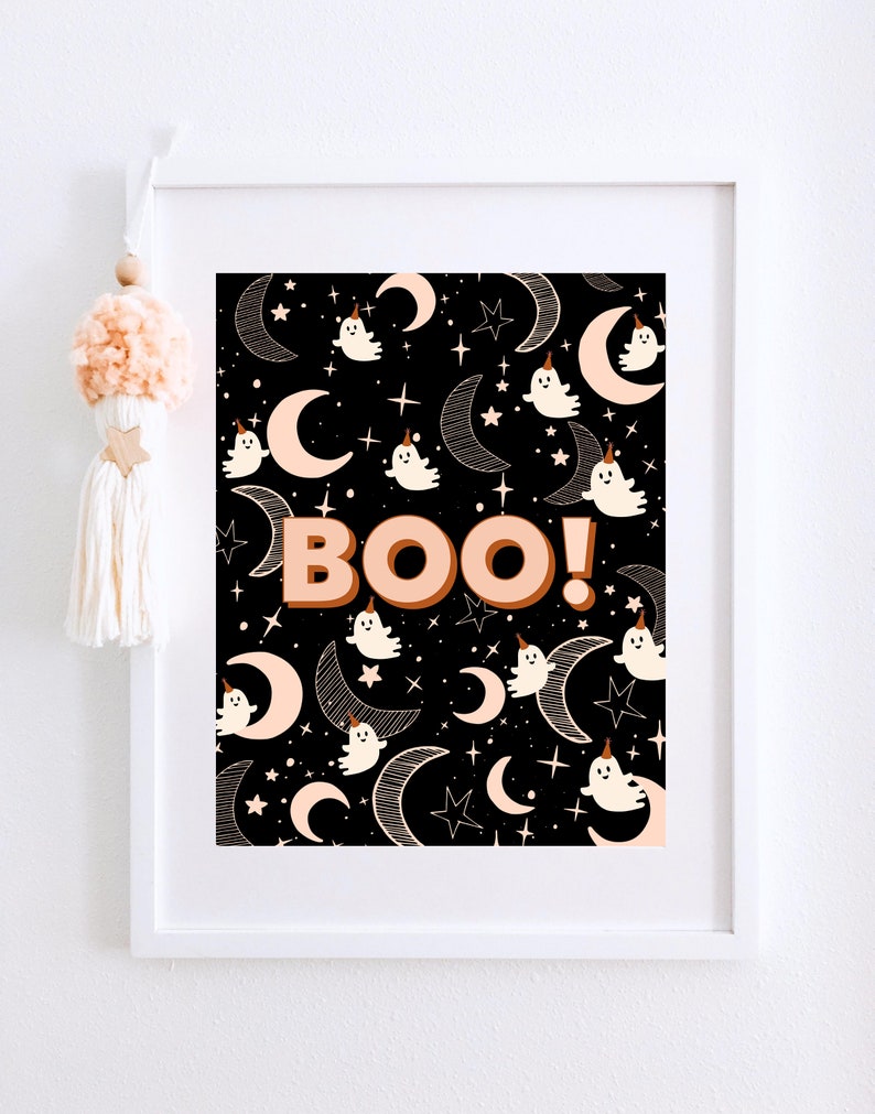 Boo Halloween Printable Pink Halloween Decor Trick or Treat | Etsy