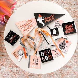 Halloween Printable Pennant Flag, Pink Halloween Decor, Kid Halloween ...
