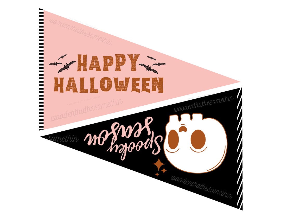 Halloween Printable Pennant Flag Pink Halloween Decor Kid - Etsy