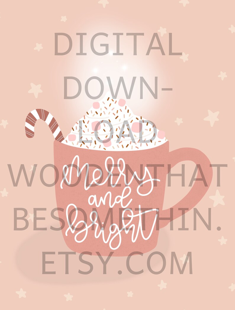 Merry and Bright Christmas Printable Art Whimsical - Etsy