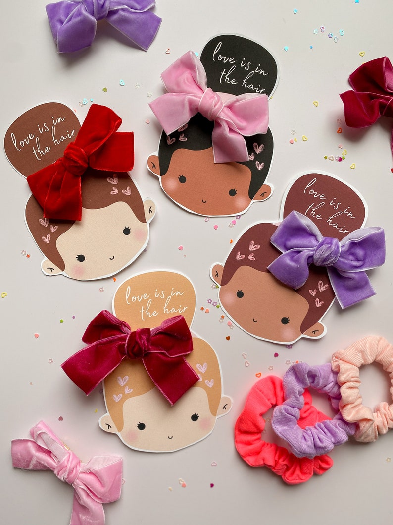 Birthday Party Favor, Love is in the Hair, Valentine's Day Card, Kid's ...