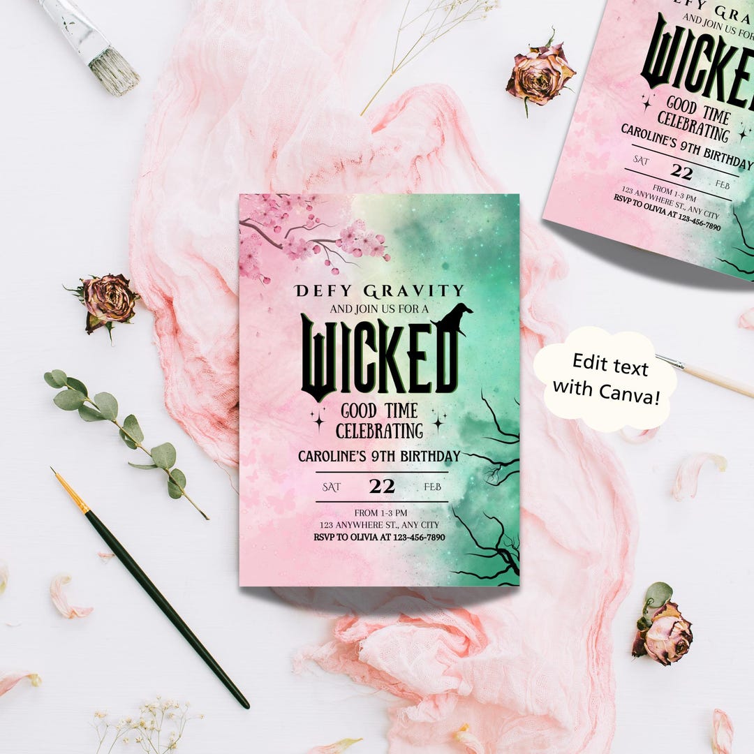 Wicked Birthday Party Invitation, Wicked Printable Editable Digital ...
