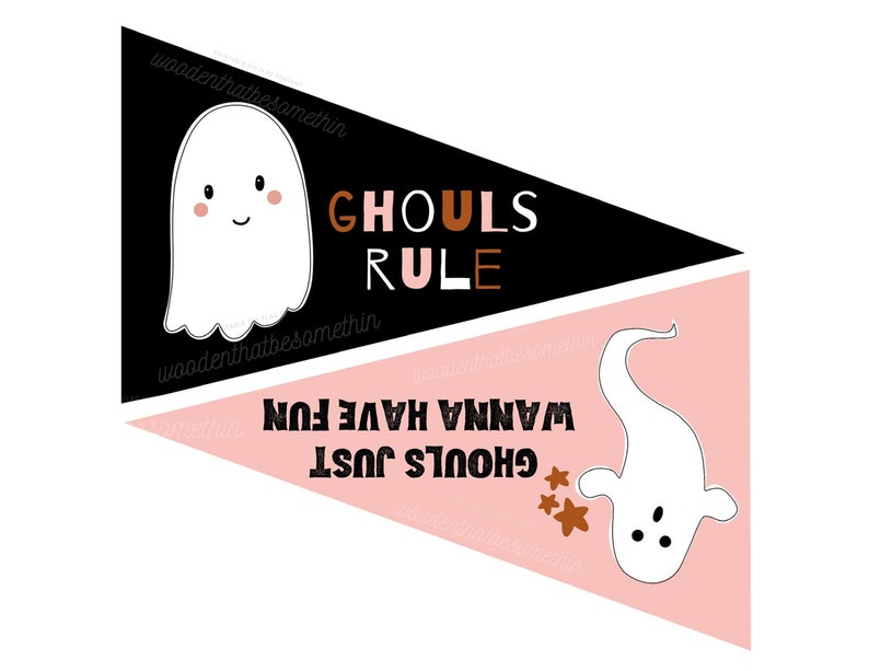 Halloween Printable Pennant Flag Pink Halloween Decor Kid - Etsy