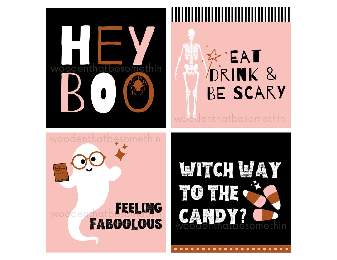 Halloween Printable Tags, Treat Bag Gift Tags, Pink Halloween Decor ...
