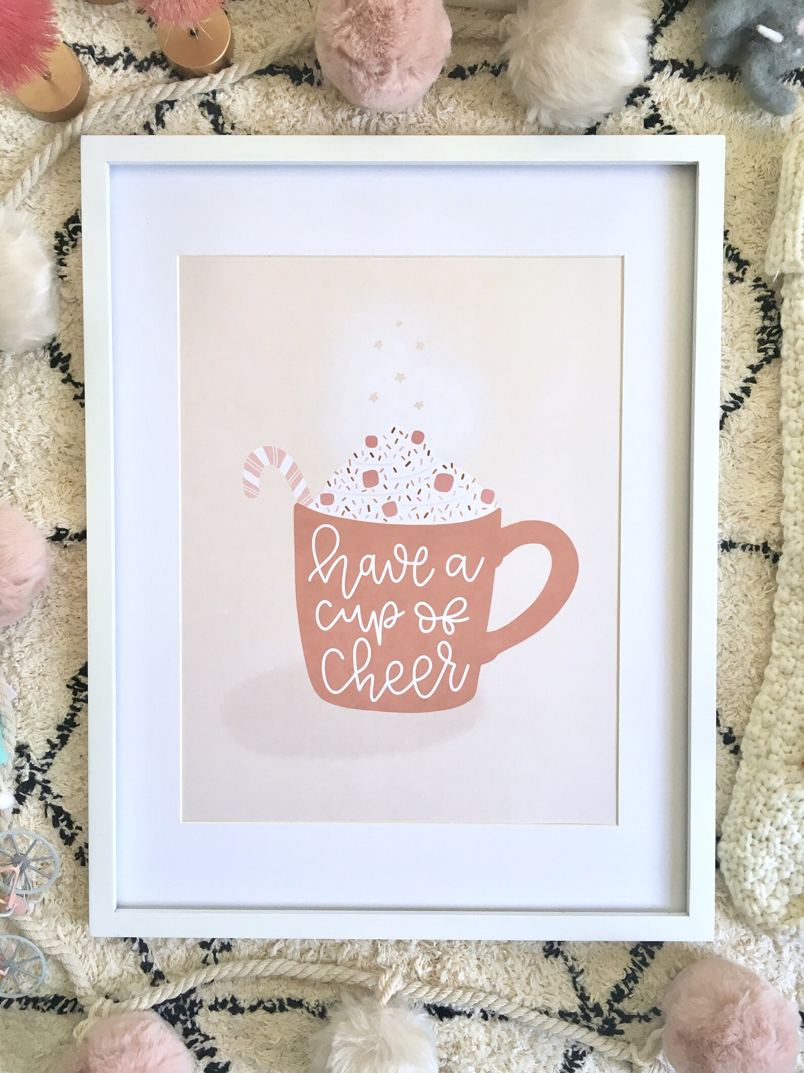 Have a Cup of Cheer, Christmas Printable Art, Whimsical Christmas, Pink ...