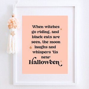 Witch Halloween Print, Pink Halloween Decor, Trick or Treat Sign, Kid ...