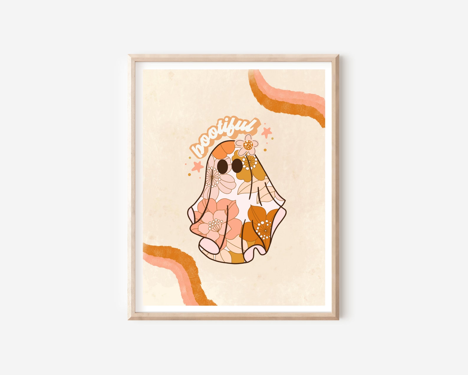 Boho Ghost Halloween Printable Pink Halloween Decor Trick or | Etsy