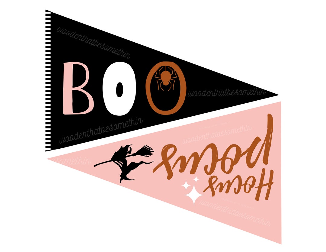 Halloween Printable Pennant Flag, Pink Halloween Decor, Kid Halloween ...