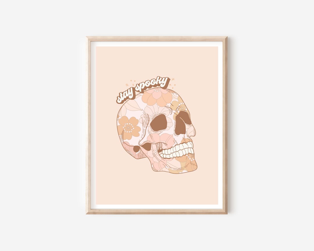 Boho Skull Halloween Printable, Pink Halloween Decor, Trick or Treat ...