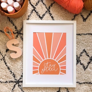 Abstract Sun Print, Warm Sunburst Modern Wall Art, Colorful Boho ...