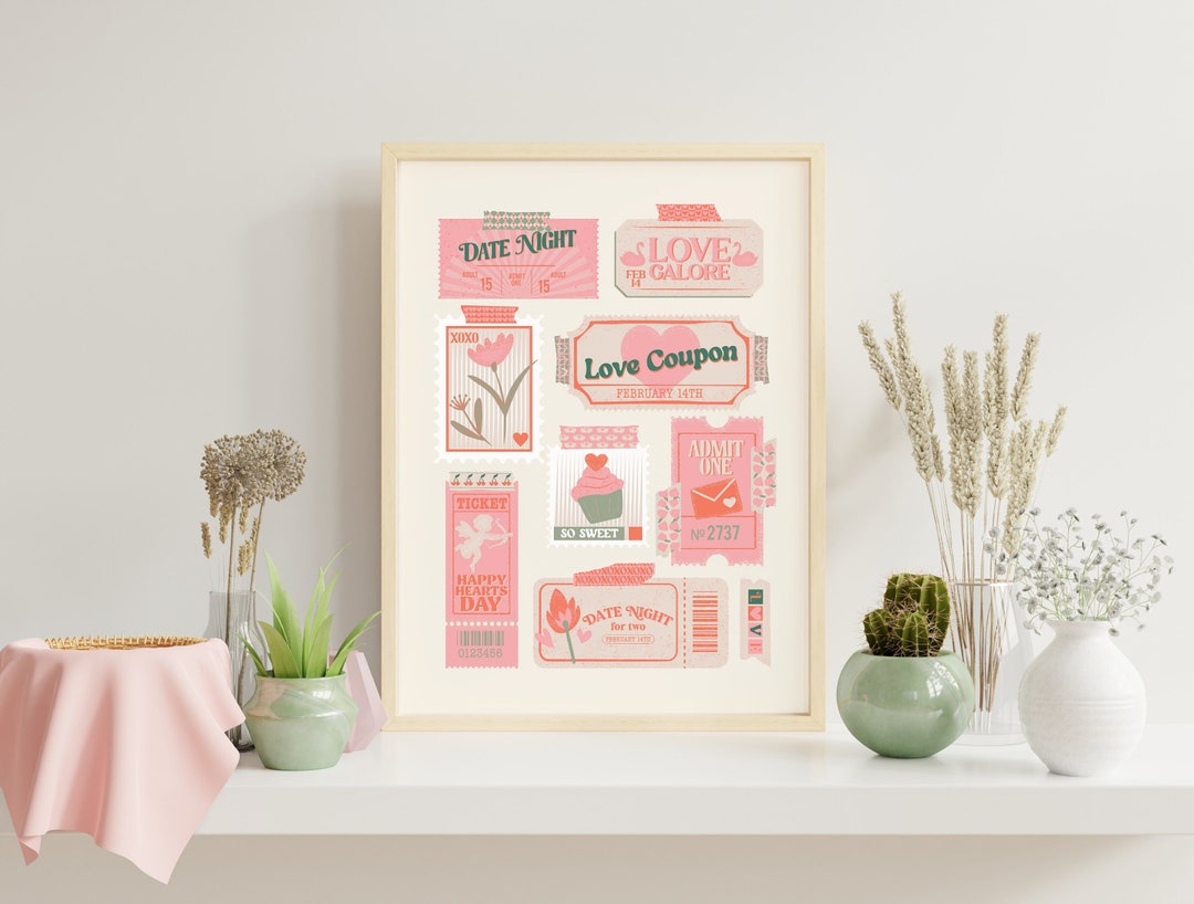 Valentine's Day Printable, Vintage Love, Girly Valentine Poster, Cute ...