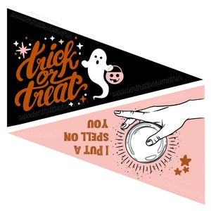 Halloween Printable Pennant Flag, Pink Halloween Decor, Kid Halloween ...