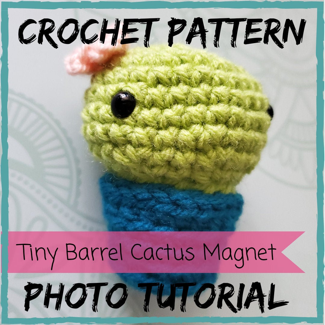 CROCHET PATTERN & Photo Tutorial - Tiny Barrel Cactus Magnet - Etsy