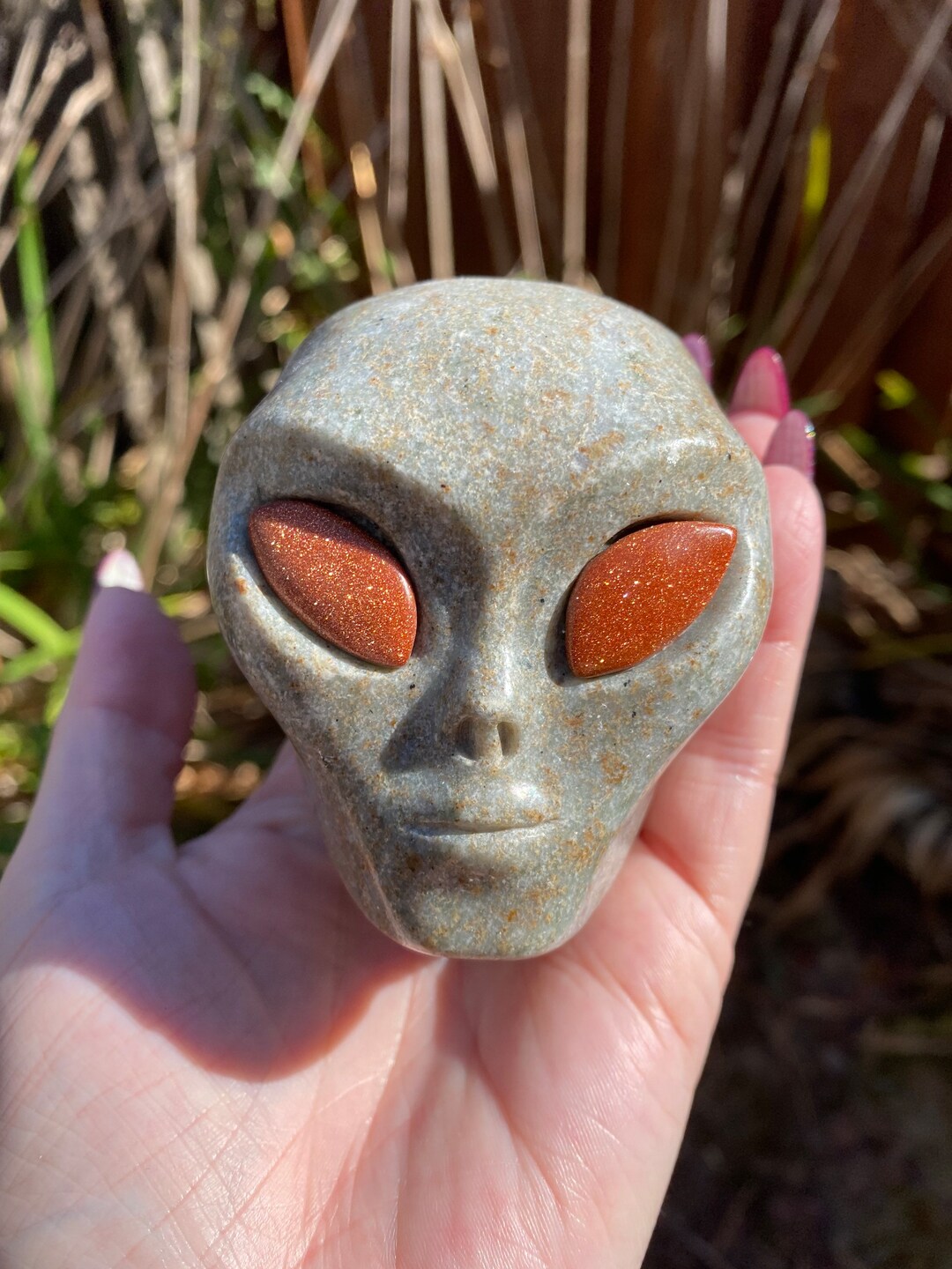 Alien Head Crystal Alien Crystal Alien Head Goldstone - Etsy