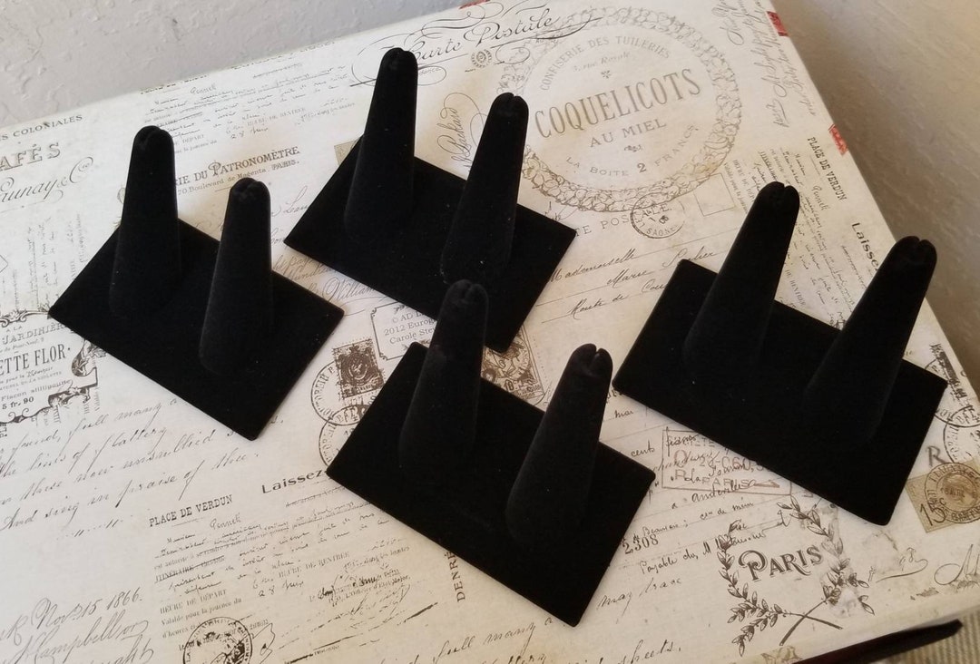 Set of 4 Black Velvet Ring Display Holder Double Ring Holder - Etsy