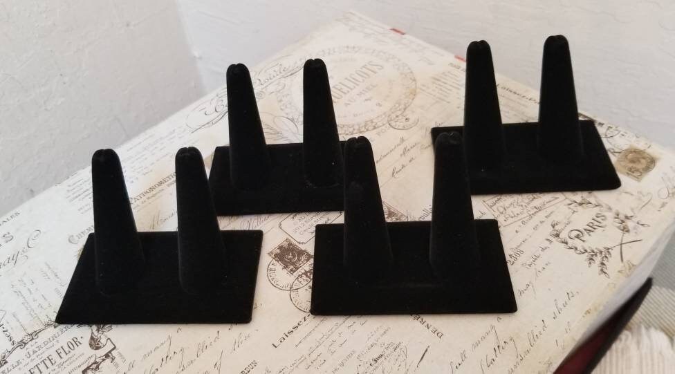 Set of 4 Black Velvet Ring Display Holder Double Ring Holder - Etsy