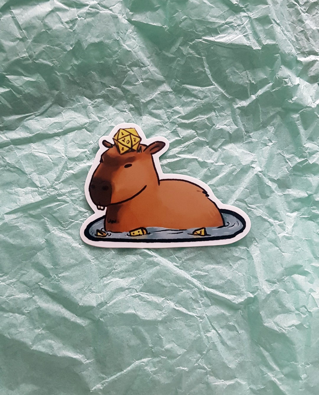 Capybara D20 Sticker - Cute Dnd Ttrpg Dice Stickers - Etsy