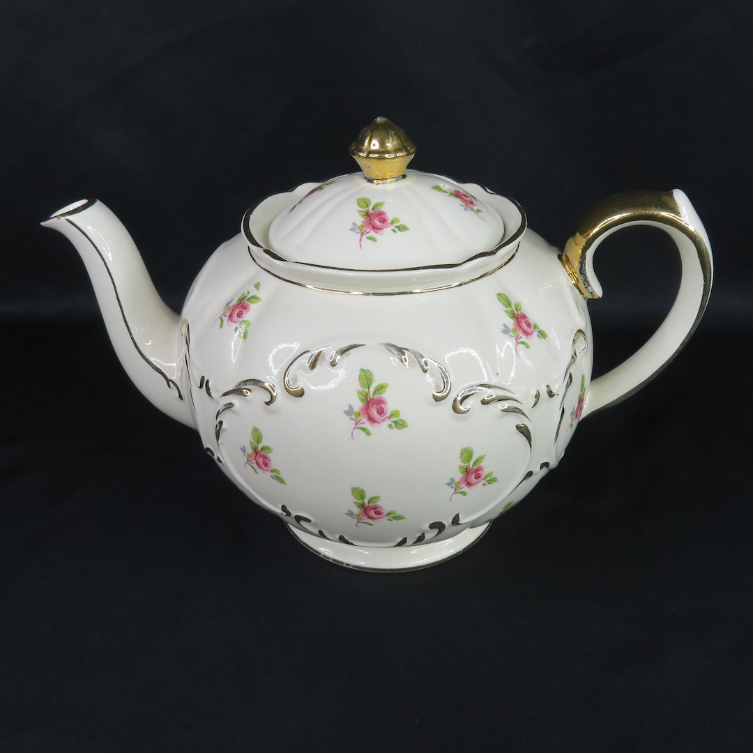 Sadler England Teapot Pink Roses With Gold Trim and Scrolls 2329 Tea ...