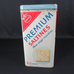 Vintage Nabisco Premium Saltine Crackers Tin Bilingual English Spanish ...