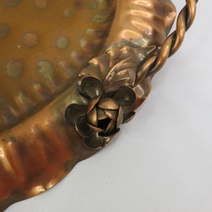 Gregorian Copper Serving Tray Hand Hammered Oval With Applied Flowers ...