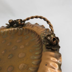 Gregorian Copper Serving Tray Hand Hammered Oval With Applied Flowers ...
