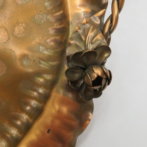 Gregorian Copper Serving Tray Hand Hammered Oval With Applied Flowers ...