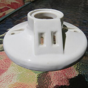 White Porcelain GE Ceiling Light Fixture With 2 Prong Receptical Outlet ...