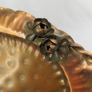 Gregorian Copper Serving Tray Hand Hammered Oval With Applied Flowers ...
