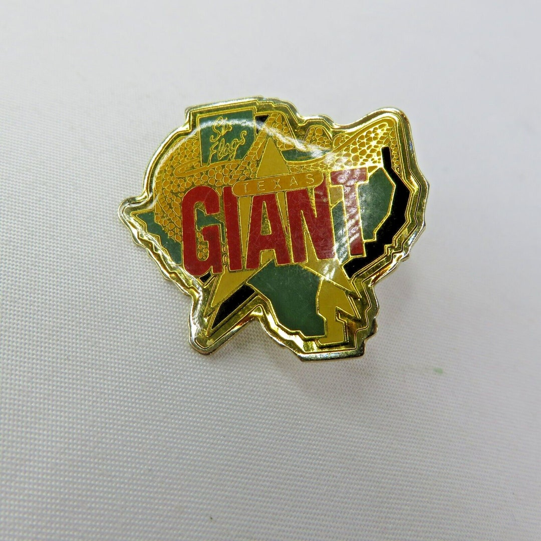 Vintage Six Flags Texas Giant Pin Button Pinback Wooden Roller Coaster ...
