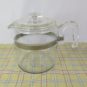 Pyrex 7756 6 Cup Flameware Coffee Pot With Lid, Glass Percolator Basket ...