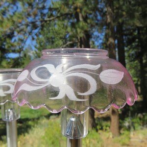 Set of 4 Pink Flower Glass Solar Lights - Set of 4 Matching Floral Up ...