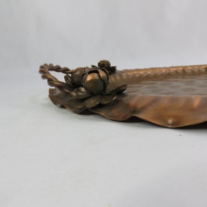 Gregorian Copper Serving Tray Hand Hammered Oval With Applied Flowers ...
