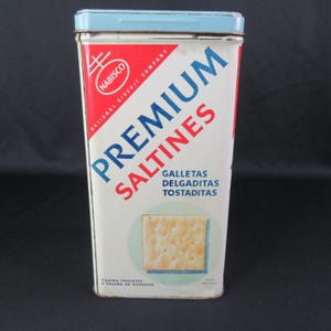 Vintage Nabisco Premium Saltine Crackers Tin Bilingual English Spanish ...