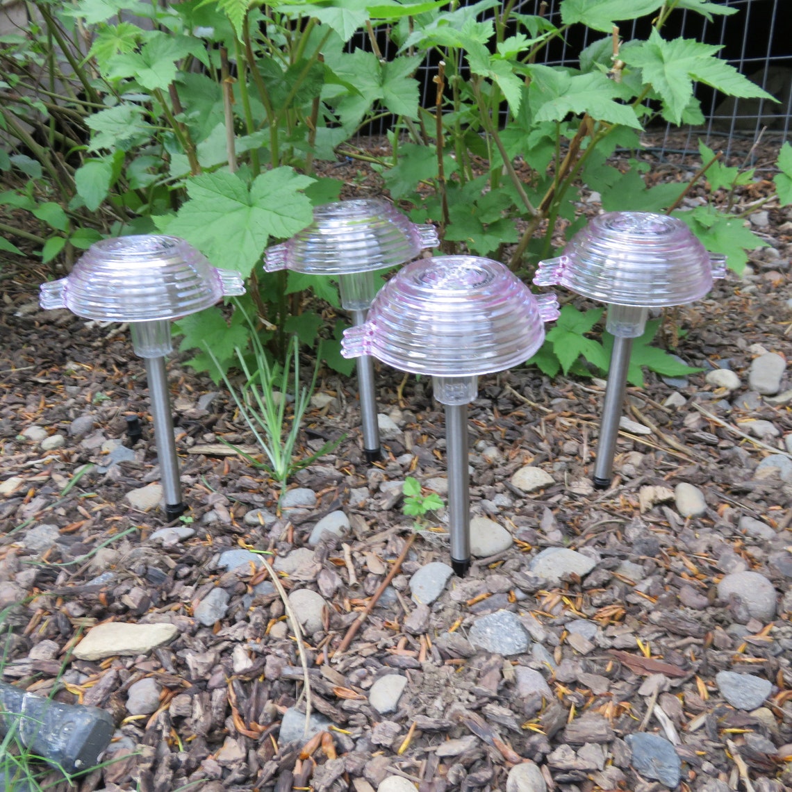 Set of 4 Glittery Pink Glass Solar Lights 4 Matching - Etsy