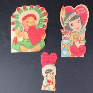Lot of 3 Vintage Valentine Cards Native American Indian Inuit Theme ...
