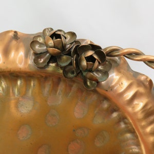 Gregorian Copper Serving Tray Hand Hammered Oval With Applied Flowers ...