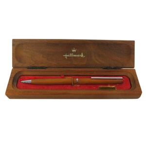 Vintage Hallmark Cherry Wood Pen in Original Wooden Box Ball Point Pen ...