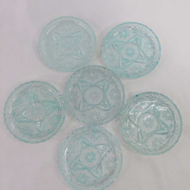 Set of 6 Aqua Frosted Pressed Glass Drink Coasters - Upcycled Bespoke ...
