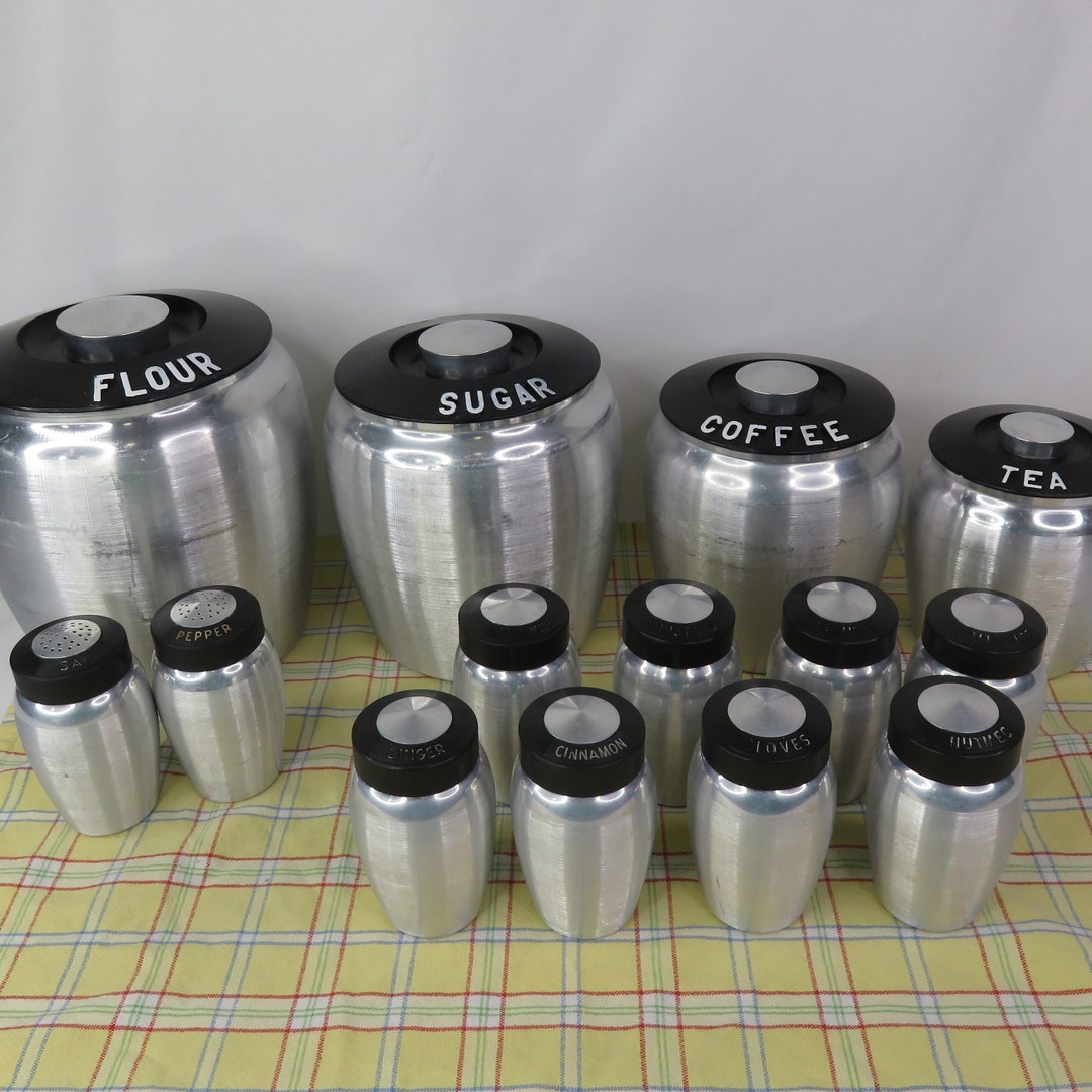 Set of Kromex Canisters and Spice Shaker Jars With Salt and Pepper ...