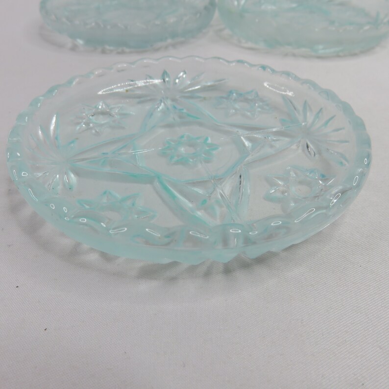 Set of 6 Aqua Frosted Pressed Glass Drink Coasters - Upcycled Bespoke ...
