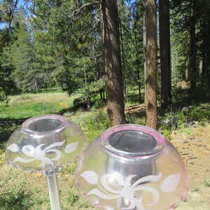 Set of 4 Pink Flower Glass Solar Lights - Set of 4 Matching Floral Up ...