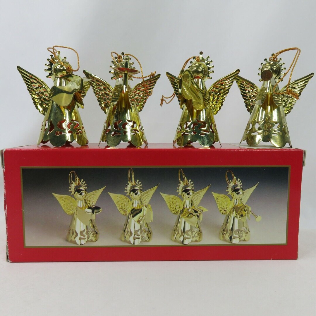 Brass Filigree Angel Ornaments Set of 4 Centurion Collection 3" Tall ...